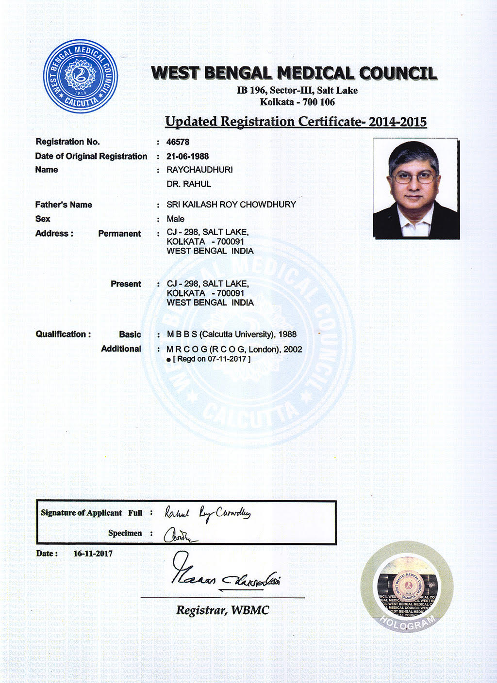 Indian Certificates Gynae Cancer Kolkata
